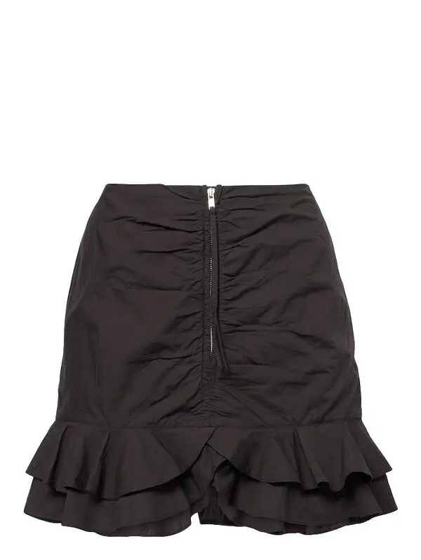 MARANT ETOILE Brenea Ruffled Cotton Miniskirt - Black