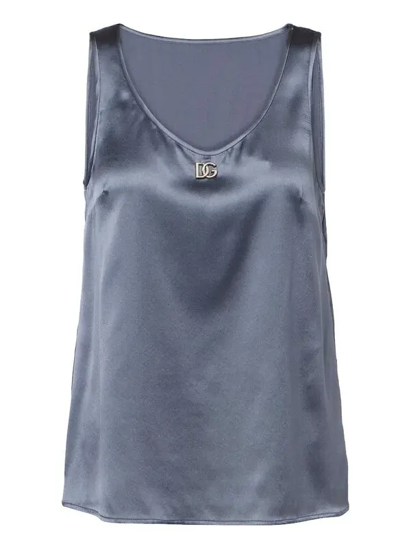 Dolce & Gabbana Silk-blend Top - Grey