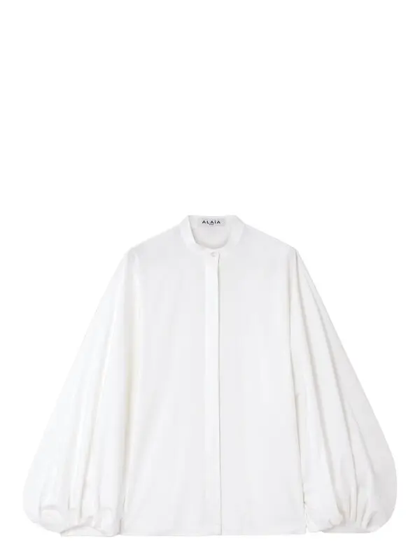 Alaïa Cotton Poplin Blouse With Voluminous Sleeves - White
