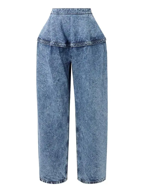 Alaïa Wide-leg Jeans With Peplum Detail - Blue