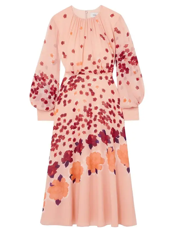 Erdem Margot Gathered Floral-print Silk-georgette Midi Dress - Multi