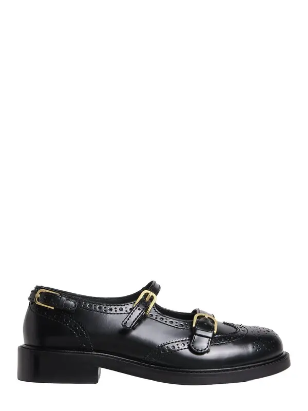 Sandro Leather Mary Jane Derby Shoes - Black