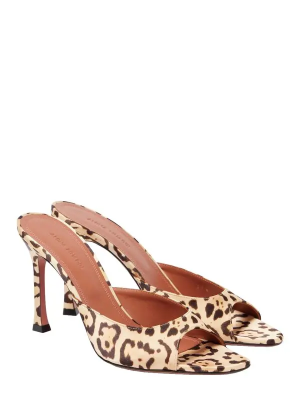 Amina Muaddi Alexa 95 Leopard-print Satin Mules - Multicoloured