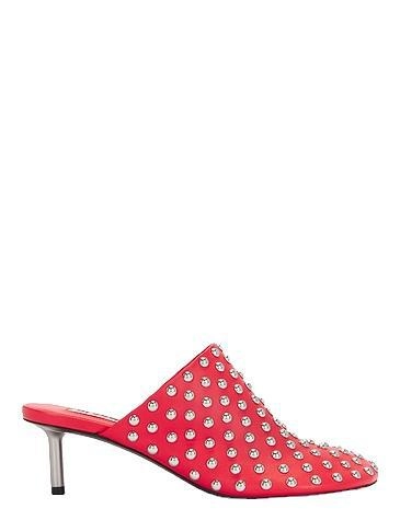 JIL SANDER Studded Kitten Heel Mules - Red