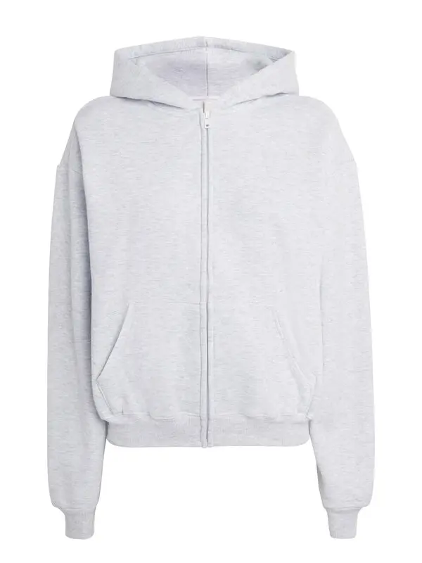 SKIMS Cotton Blend Fleece Zip-up Hoodie - Grey