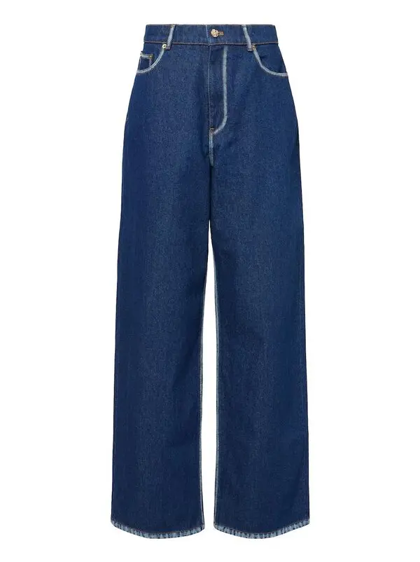 Nina Ricci High-rise Wide-leg Jeans In Dark Wash Cotton - Blue