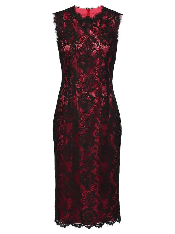 Dolce & Gabbana Cotton-blend Lace Midi Dress - Red
