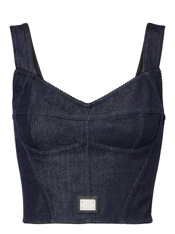 Dolce & Gabbana Denim Bustier Top - Blue