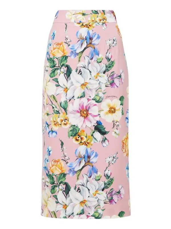 Dolce & Gabbana Floral Silk-blend Pencil Skirt - Multicoloured