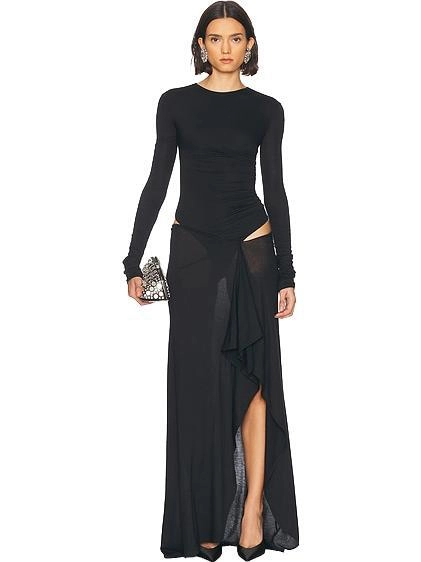 Attico Long Sleeve Gown - Black
