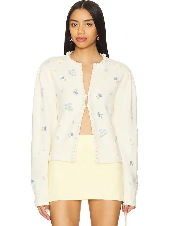 Majorelle Talia Embroidered Floral Cardigan - Ivory