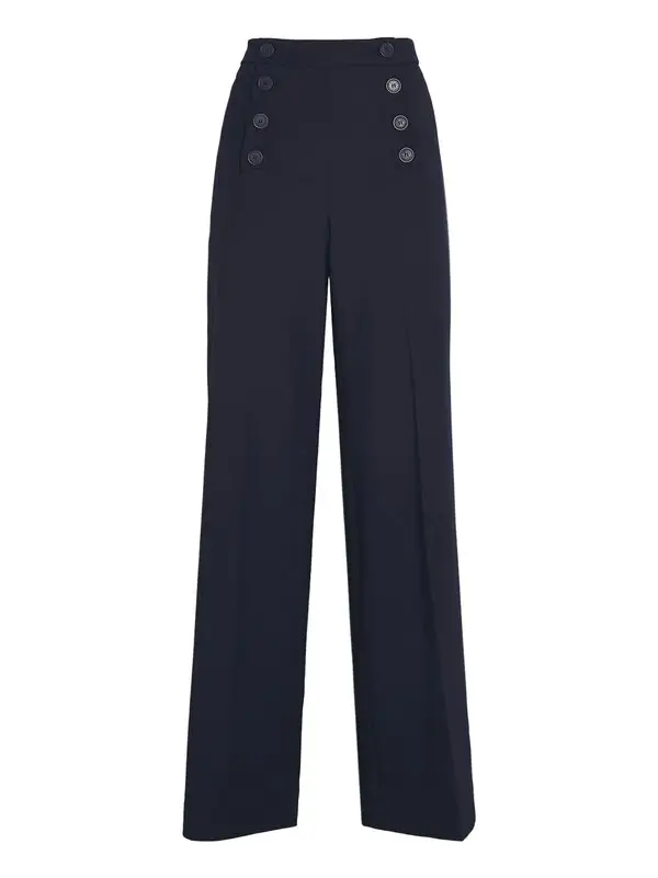 Claudie Pierlot Button-detailed High-waisted Straight Leg Trousers - Blue