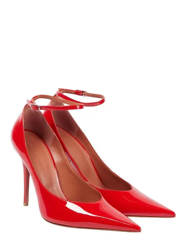 Amina Muaddi Anok 105 Patent Leather Pumps - Red