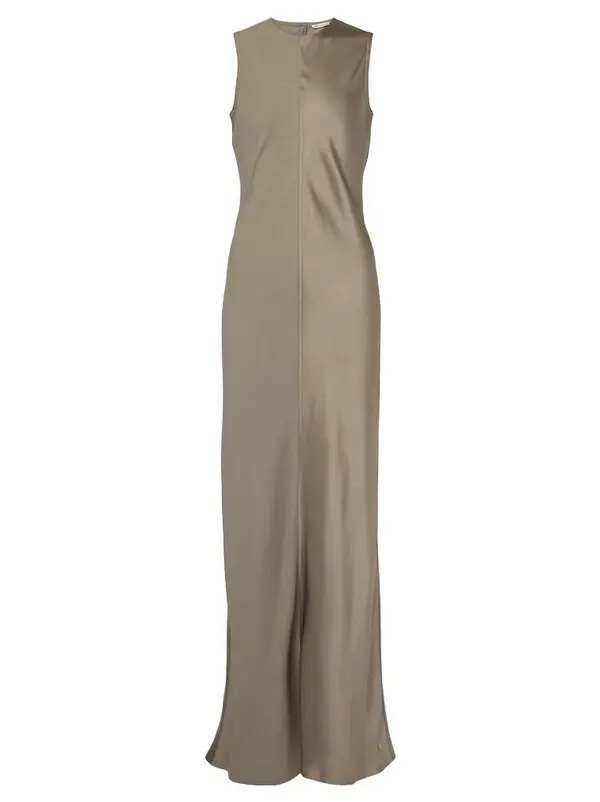 AMI Paris Paneled Satin Maxi Dress - Grey