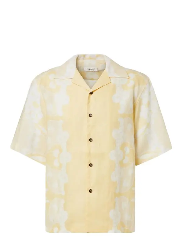 Commas Floral Linen Bowling Shirt - Yellow