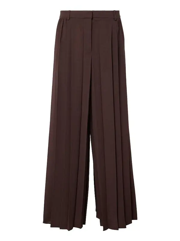 JOSEPH Tibre Plisse Wide-leg Pants - Brown