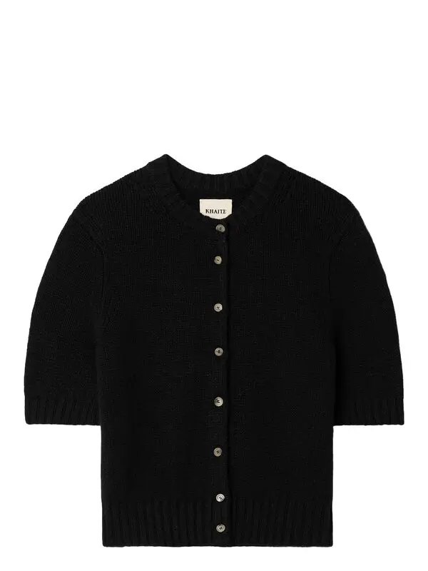 Khaite Nora Cropped Cashmere Cardigan - Black