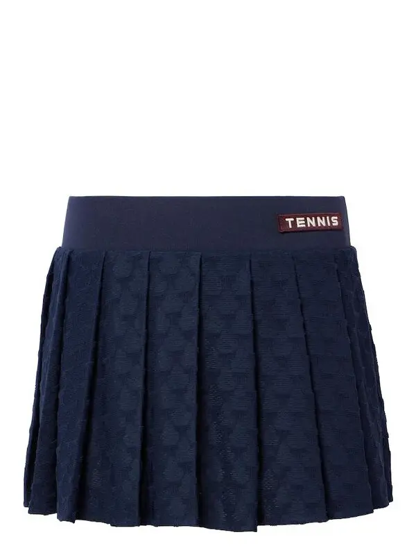 Tory Burch Pleated Terry Jacquard Miniskirt - Blue