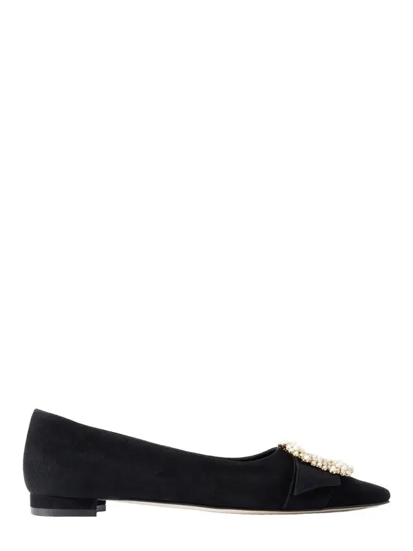 Manolo Blahnik Gibfla Embellished Ballet Flats - Black