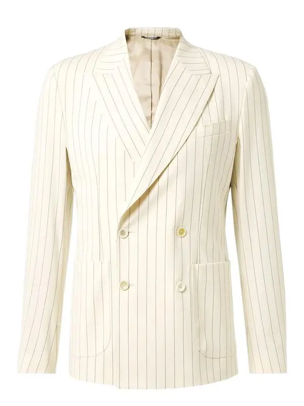 Dolce & Gabbana Striped Cotton-blend Blazer - White