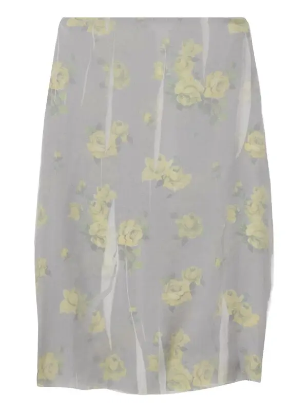 Acne Studios Layered Floral-print Chiffon And Crepe Skirt - Gray