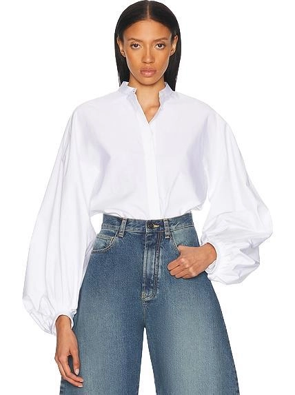 Alaïa Balloon Sleeve Cotton Shirt - Blanc