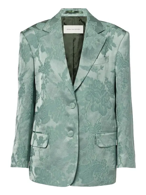 Dries Van Noten Linen-blend Jacquard Blazer - Blue