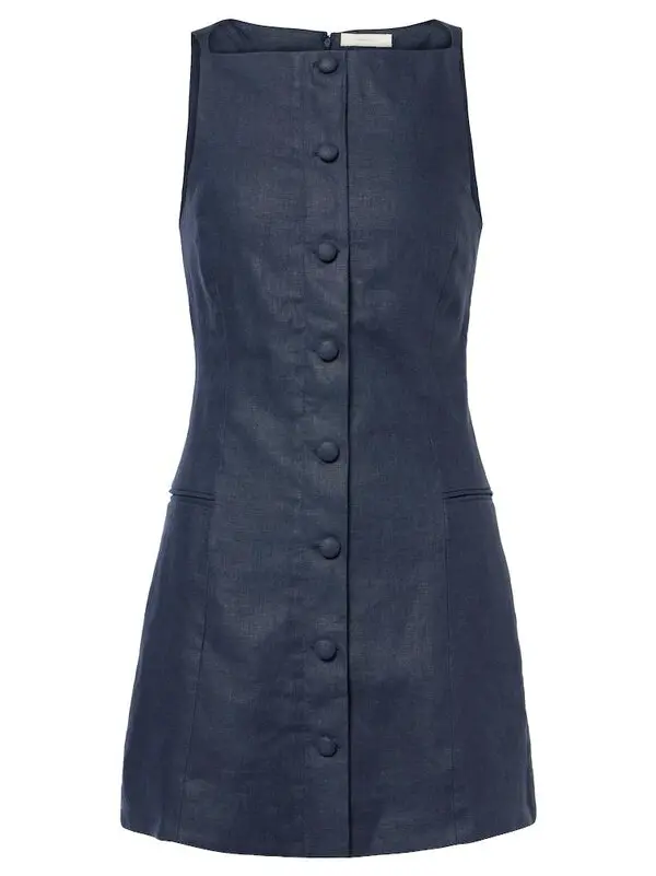 Faithfull The Brand Ambra Linen Mini Dress - Blue