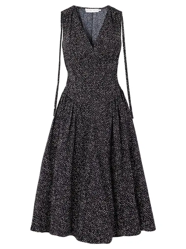 Proenza Schouler White Label Clayton Pleated Printed Cotton-poplin Midi Dress - Gray