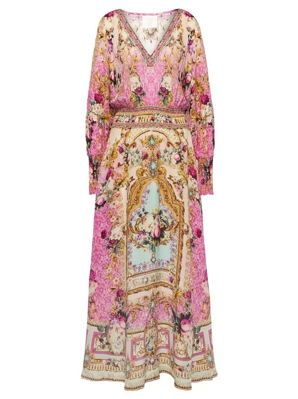Camilla Floral Printed Silk Maxi Dress - Multicoloured