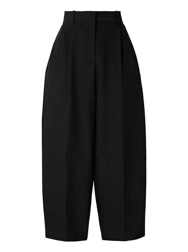 THE ROW Lilas Pleated Wool-blend Twill Tapered Trousers - Black