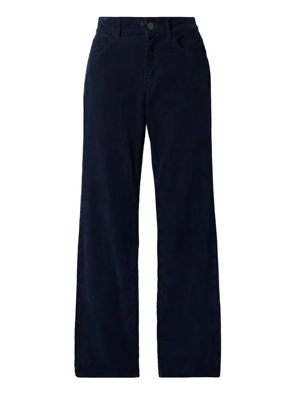 THE ROW Carlyle Cotton-corduroy Straight-leg Trousers - Blue