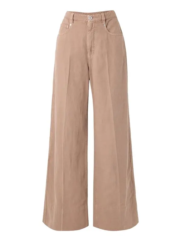 Brunello Cucinelli Mid-rise Wide-leg Jeans With Monili Detail - Brown