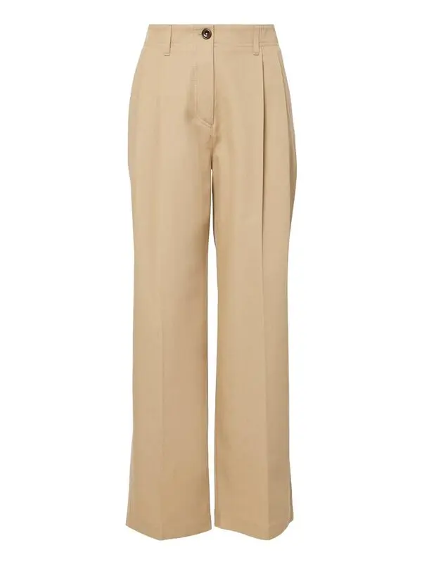 TOTEME Wide-leg Cotton Trousers - Beige