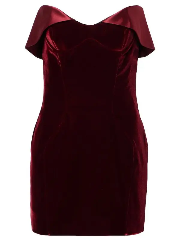 MUGLER Velvet And Satin Mini Dress - Red
