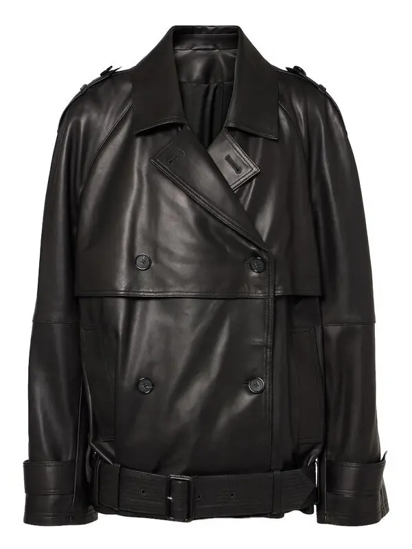 TOTEME Oversized Leather Jacket - Black