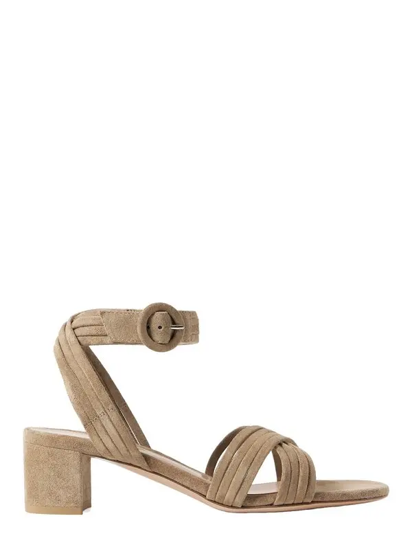 GIANVITO ROSSI Suede Ankle Strap Sandals - Brown
