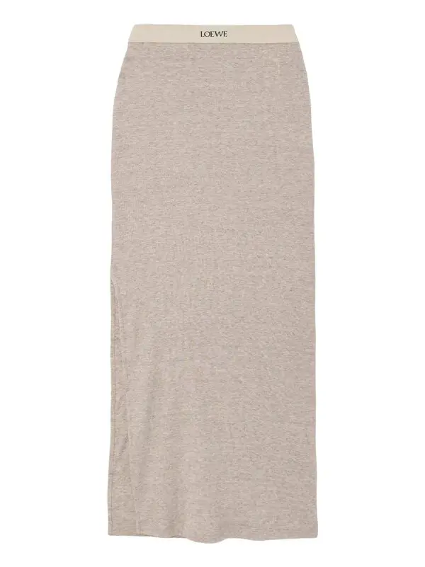 Loewe Cotton And Wool-blend Jersey Midi Skirt - Neutrals