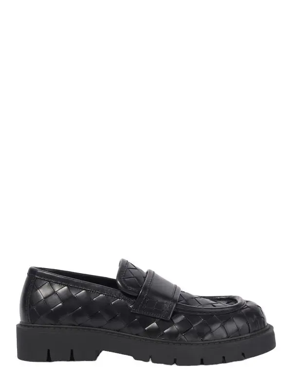 Bottega Veneta Haddock Intrecciato Leather Loafers - Black