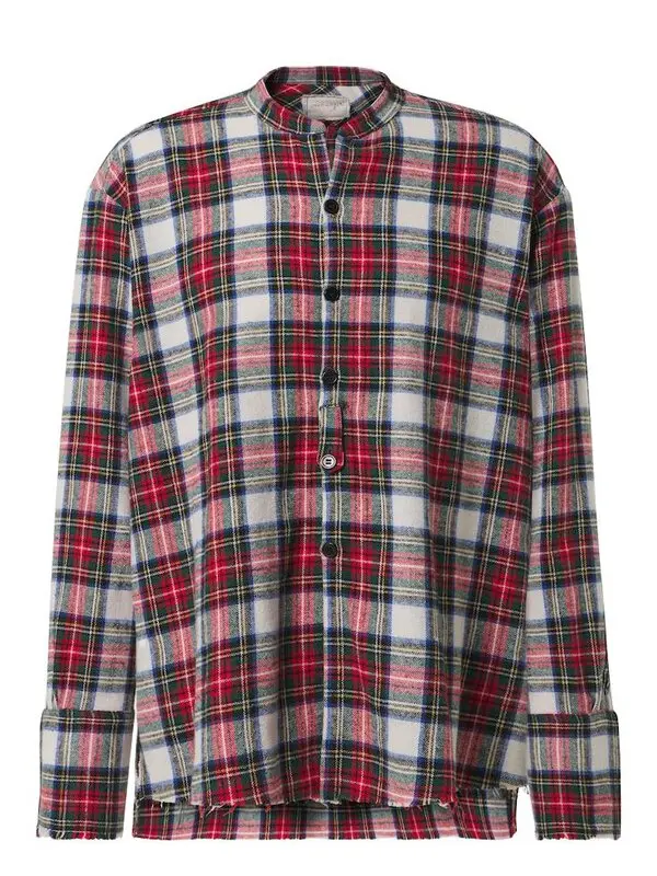 GREG LAUREN Plaid Cotton Shirt - Red