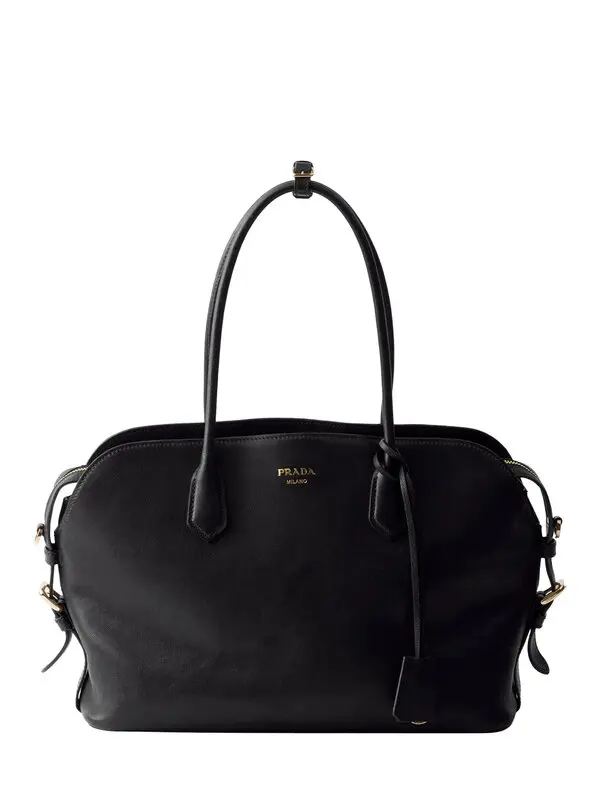 Prada Large Buffalo Leather Tote Bag - Black