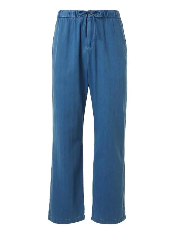 Frescobol Carioca Rocha Herringbone Cotton Twill Wide-leg Pants - Blue