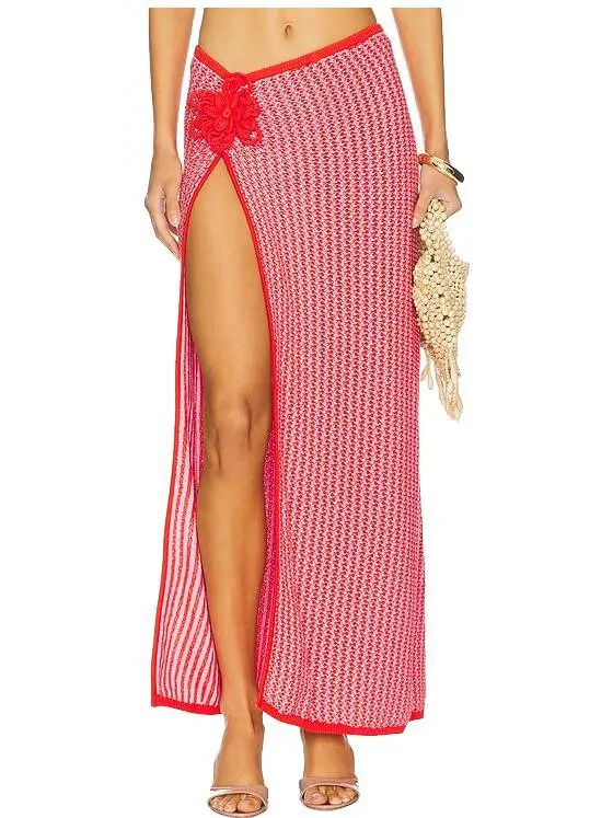 Devon Windsor Magnolia Crochet Skirt - Red