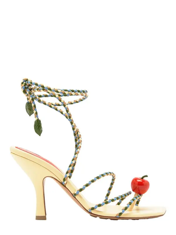 Bottega Veneta Adam Woven Leather Apple Embellished Lace-up Sandals - Multi