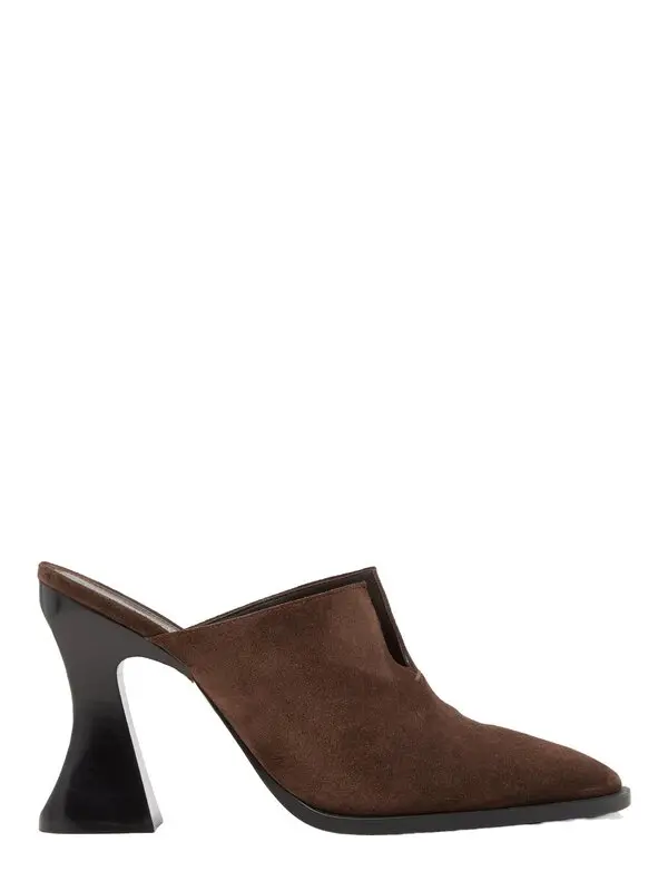 Bottega Veneta Suede Sculptural Heel Mules - Brown