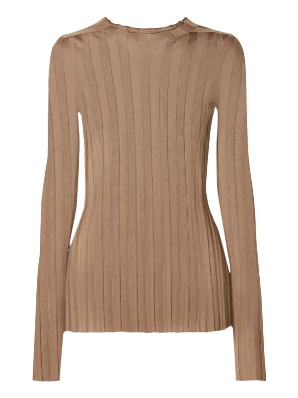 Khaite Cosette Ribbed-knit Top - Brown