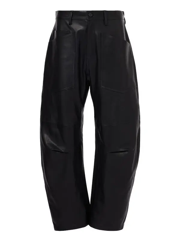 NILI LOTAN Shon Leather Barrel-leg Trousers - Black