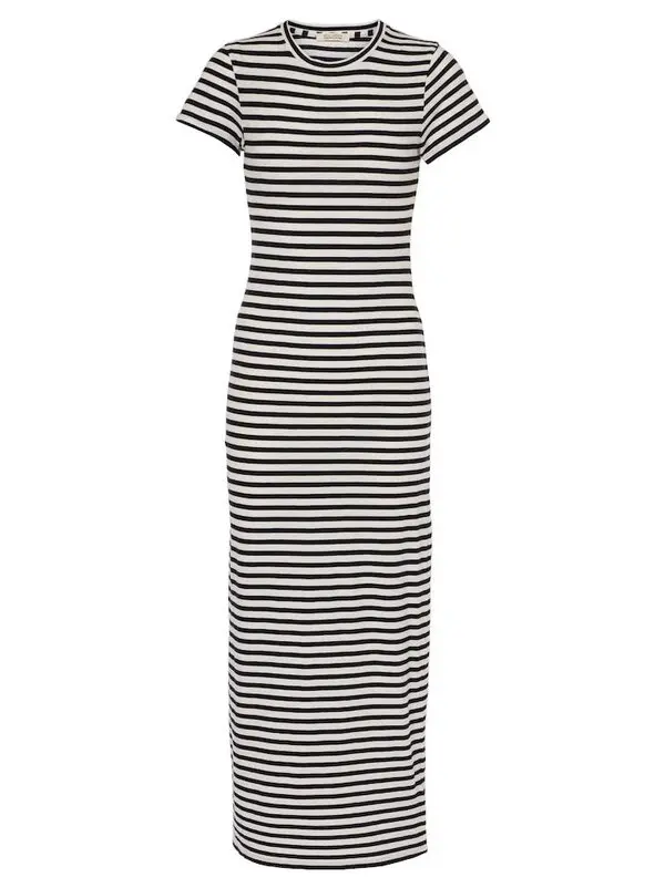 NILI LOTAN Striped Cotton Jersey Maxi Dress - Black