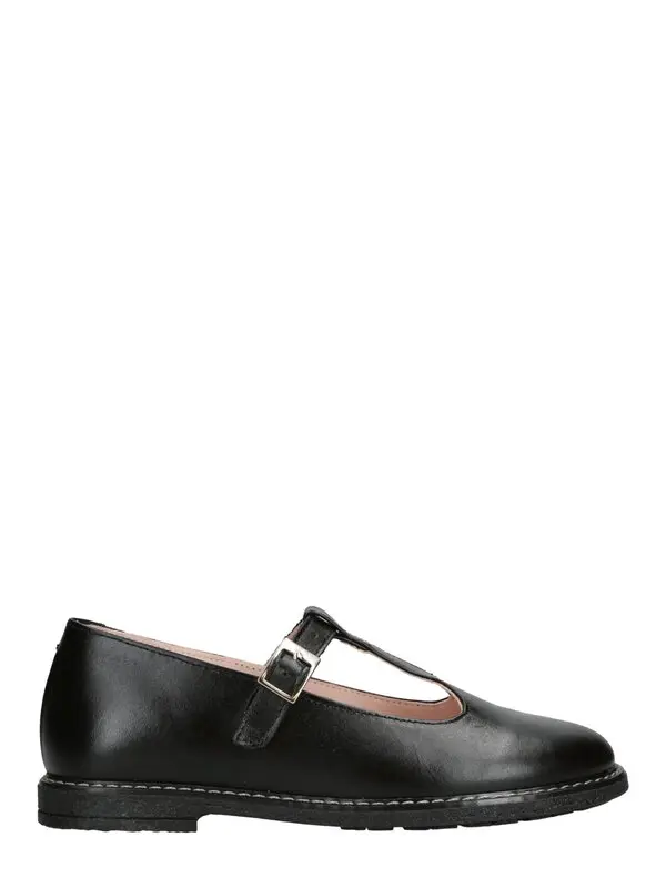 PAPOUELLI Leather Martha Mary Jane Shoes - Black