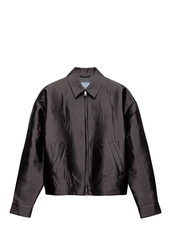 Prada Silk-wool Crinkled Jacket - Grey
